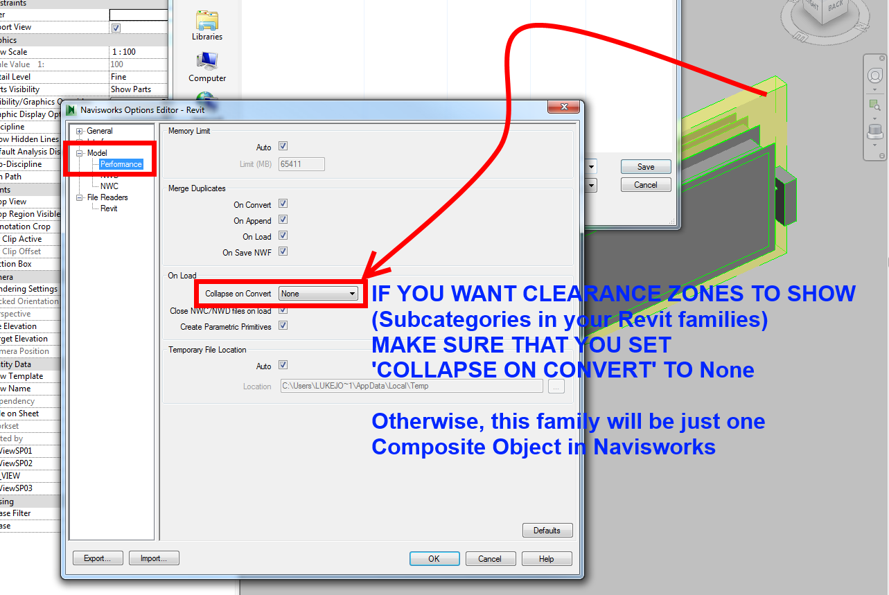 Navisworks Export Collapse On Convert Export Setting For Added Geometry Separation What 